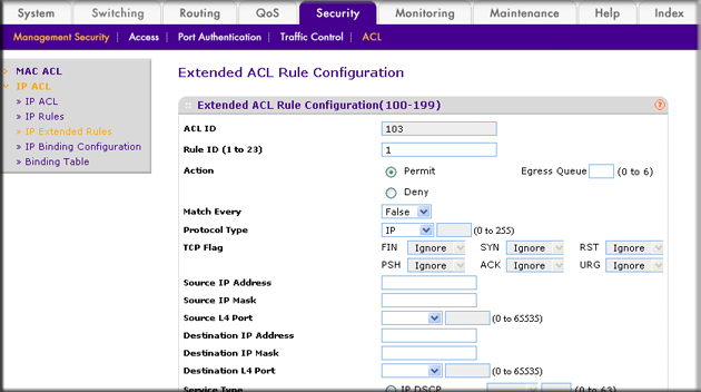 How Do I Use The Web Interface On My Managed Switch To Configure One Way Access Using A Tcp Flag